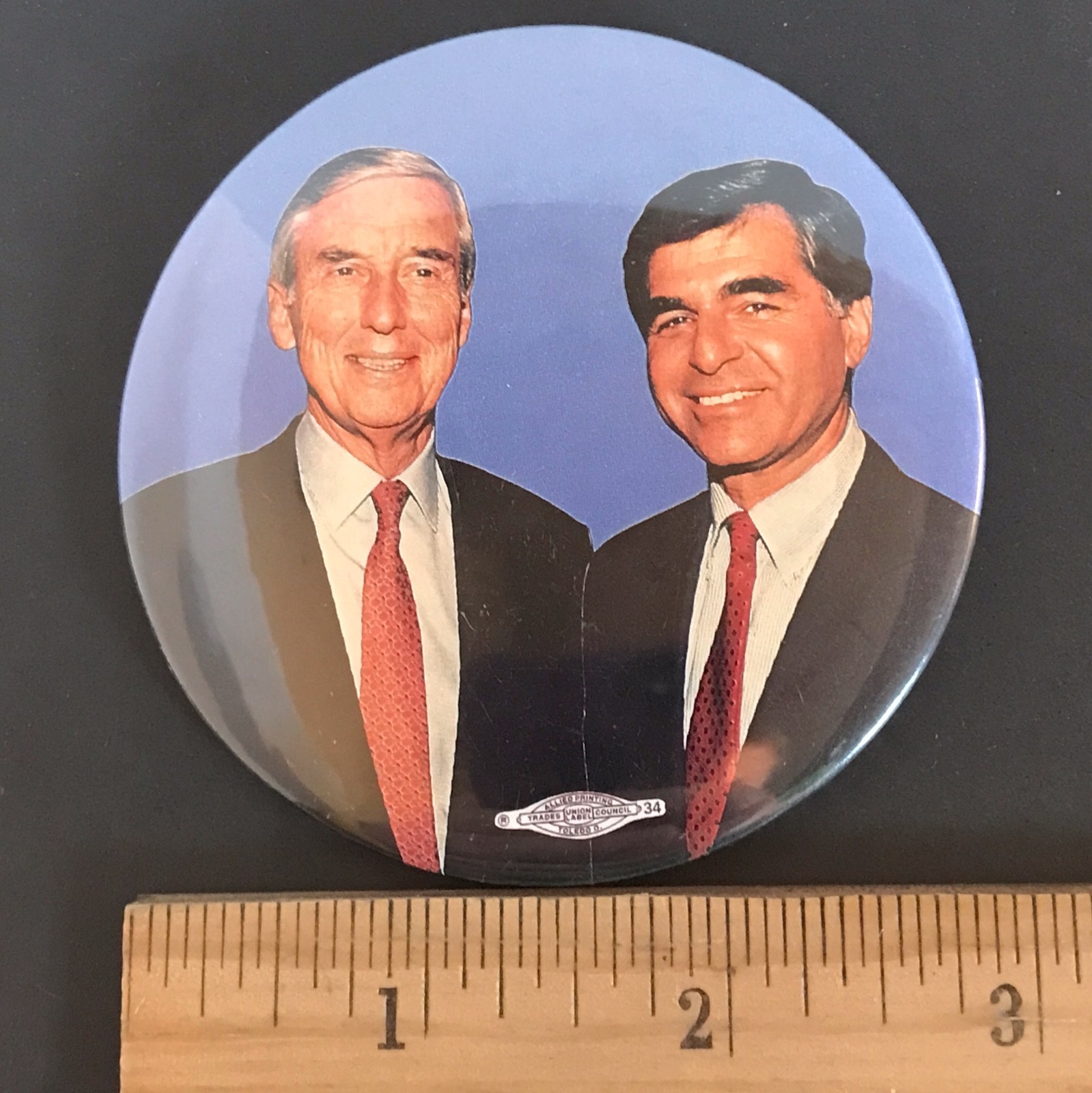 Michael Dukakis & Lloyd Bentsen (1988) 3" Vintage Political Pin-Back ...