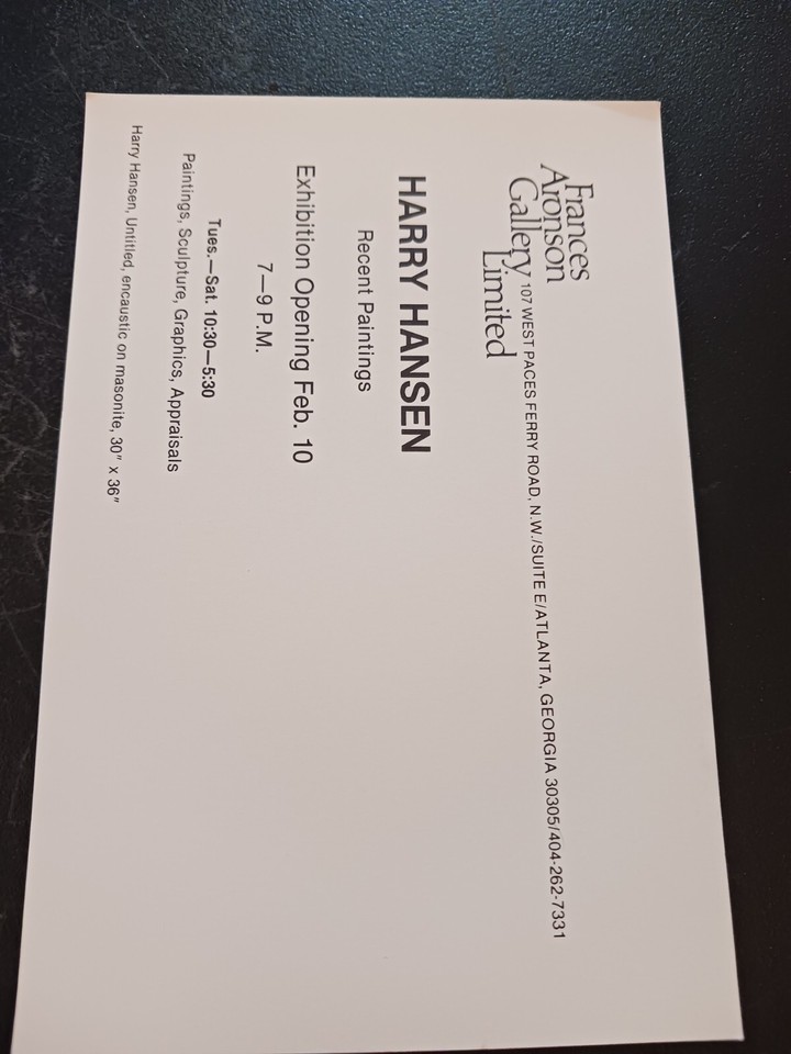 vtg postcard Harry Hansen recent paintings Aronson Gallery invitation ...