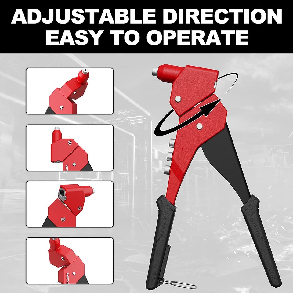 Rivet Gun with 120 Pcs Rivets, Hand Rivet Gun 360° Swivel Head Rivet ...