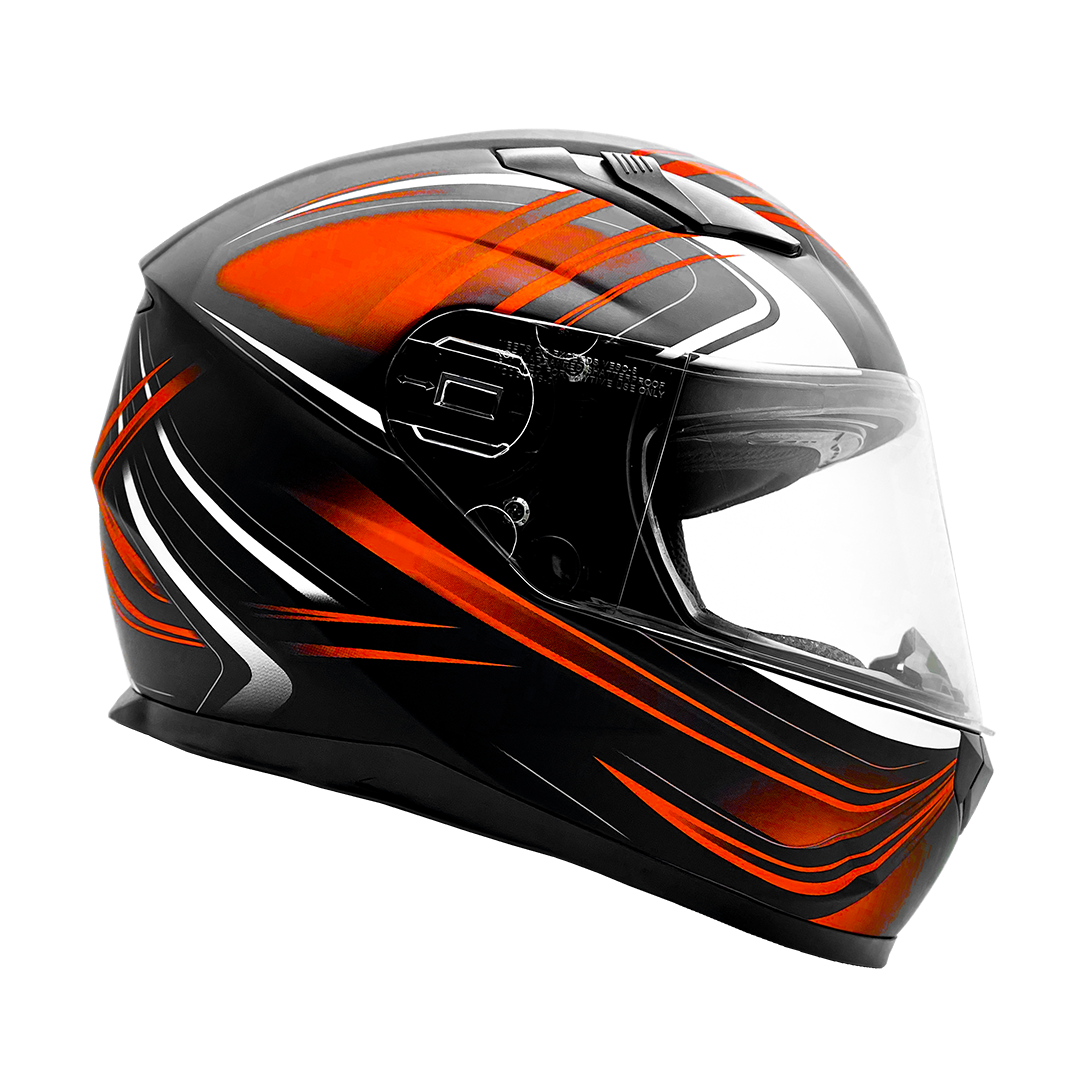 Full Face Helmet w/ Retractable Sun Visor Motorcycle Matte Orange Adult ...