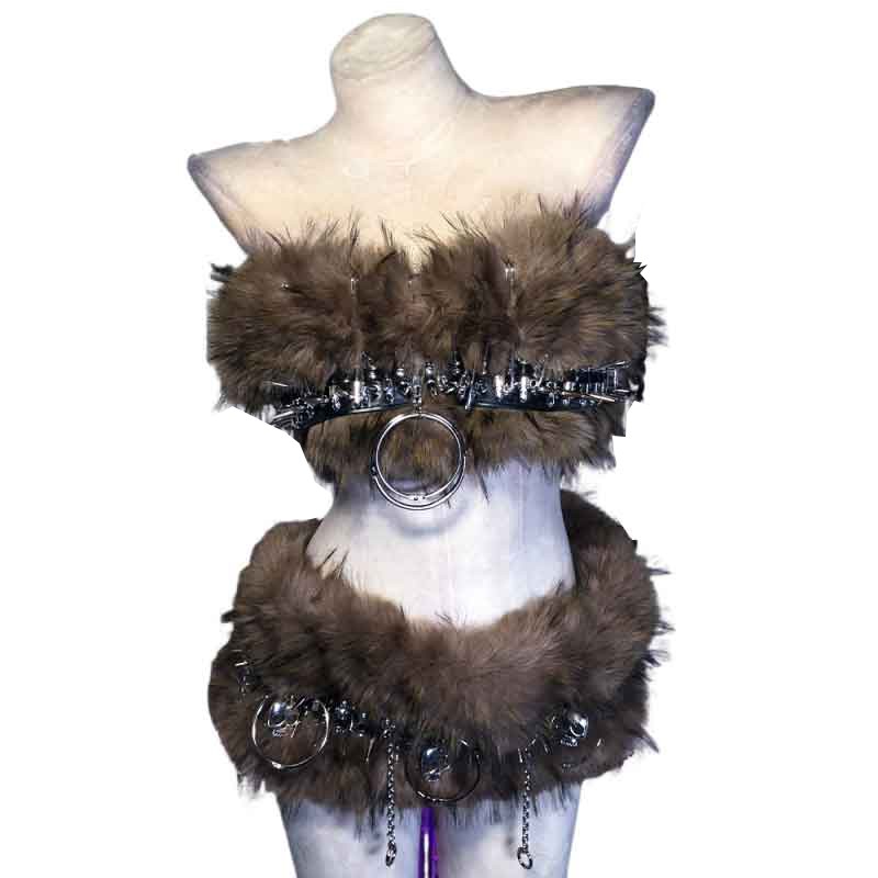 Goth Gothic Emo Eco Y2K Faux Fur TOPS E-Girls Club Wear Grunge Punk ...
