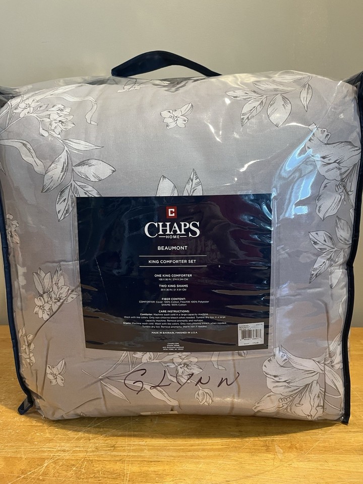 Chaps Ralph Lauren Comforter King Set Beaumont Gray White Reversible ...