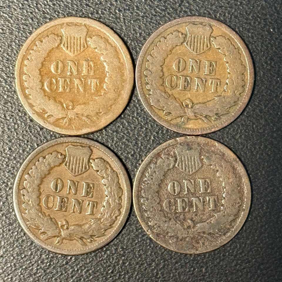 Lot of 4 Indian Head Cents - 1881, 1887, 1887, & 1889 - Copper US One ...