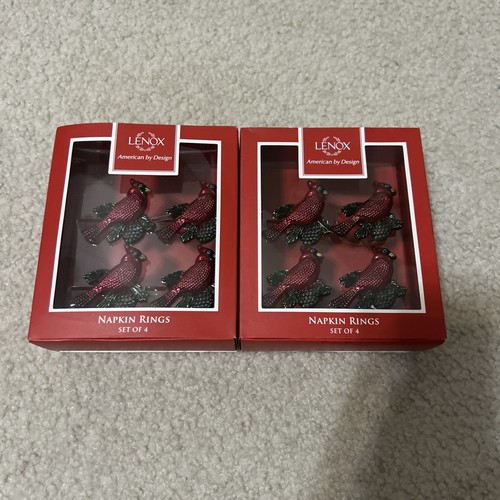 New Lenox Cardinal Napkin Rings 2 Sets Of 4 Red Birds Cardinals ...