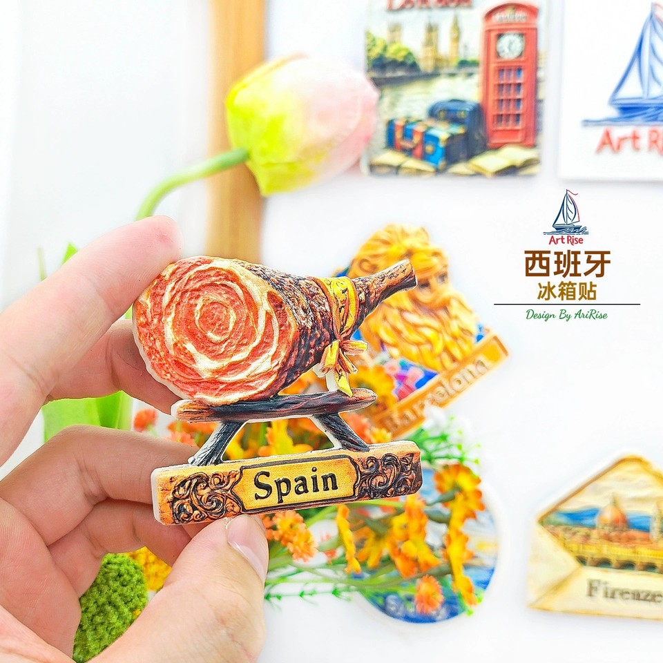 Spain Iberian Ham Tourist Souvenir 3D Resin Refrigerator Fridge Magnet ...