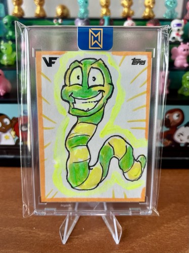 2025 Topps Chrome Veefriends Sketch Card 1/1 Glowing Glow Worm Mike La ...