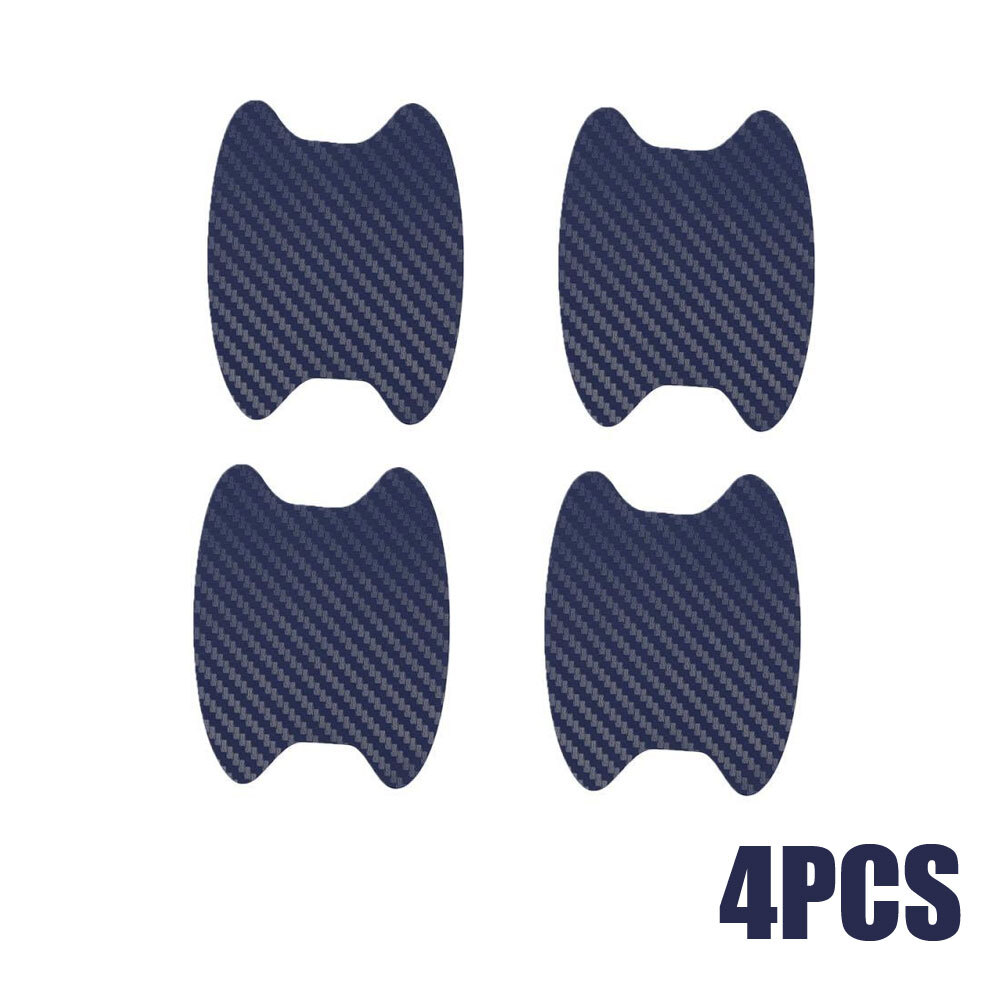 4Pcs Blue Carbon Fiber Door Handle Film Anti-scratch Stickers Car ...