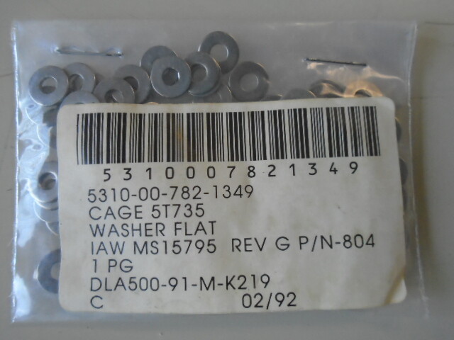 100 EACH PACKAGE OF MS15795-804 FLAT WASHER | eBay