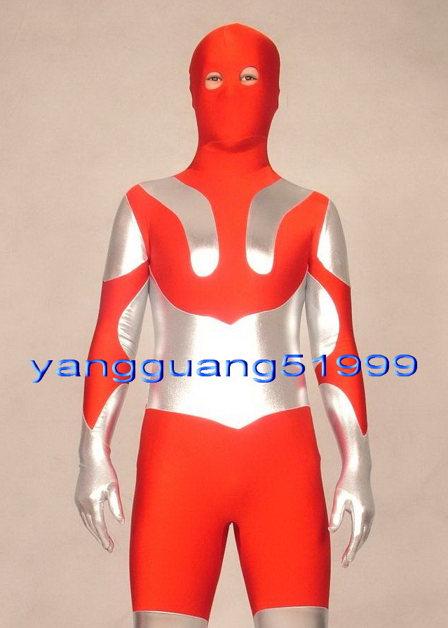 Red/Silver Spandex Ultraman Catsuit Costumes Unisex Ultraman Costume ...