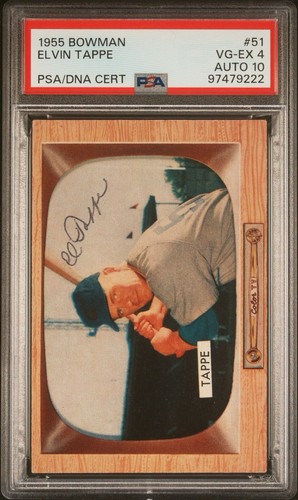 1955 BOWMAN BASEBALL #51 ELVIN TAPPE AUTOGRAPH CHICAGO CUBS PSA 4 AUTO ...