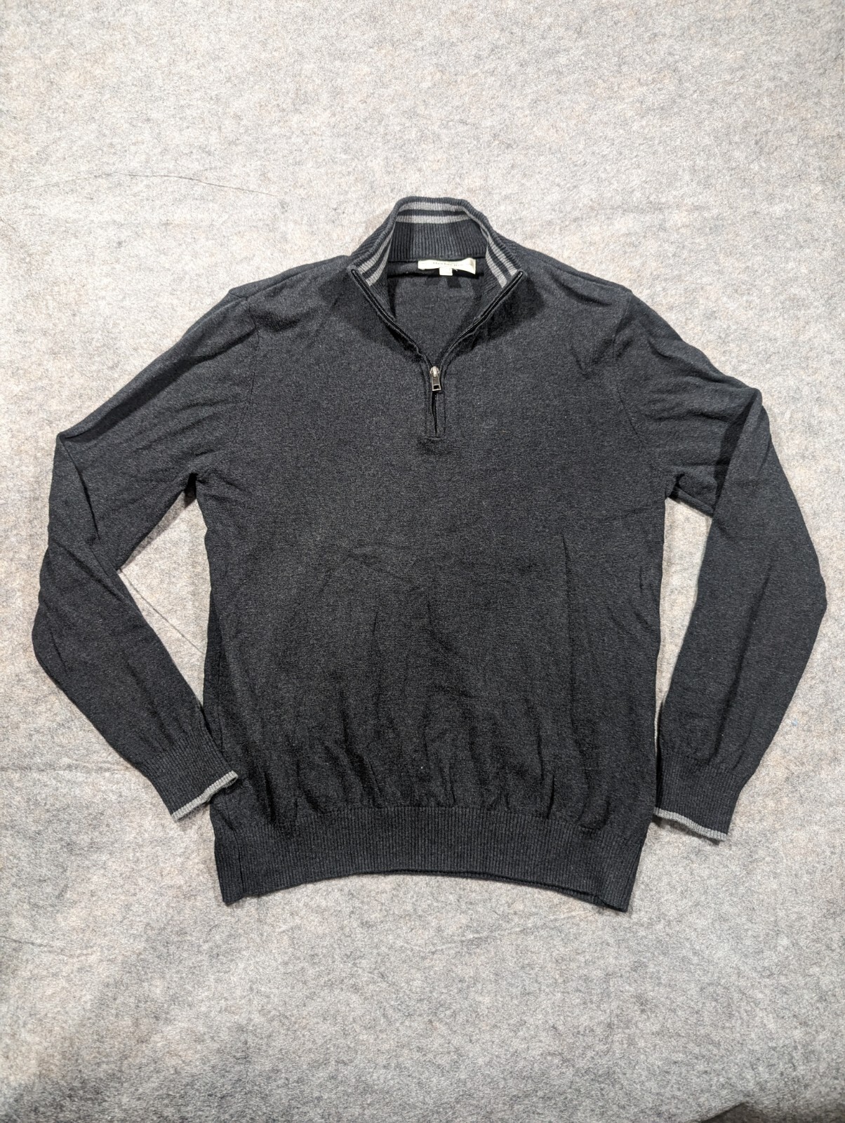 Hawker Rye Cotton Cashmere Quarter Zip Charcoal Gray Sweater Size Large ...