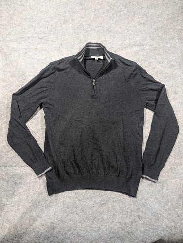Hawker Rye Cotton Cashmere Quarter Zip Charcoal Gray Sweater Size Large ...