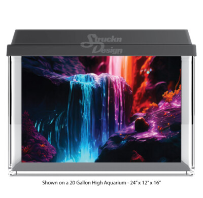 Glowing Neon Waterfalls Polyester Fish Tank Glass Backdrop Aquarium ...