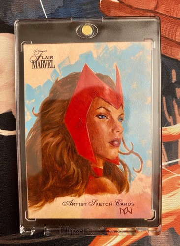 Marvel Flair Scarlet Witch Sketch Myles Wohl 1/1 | eBay