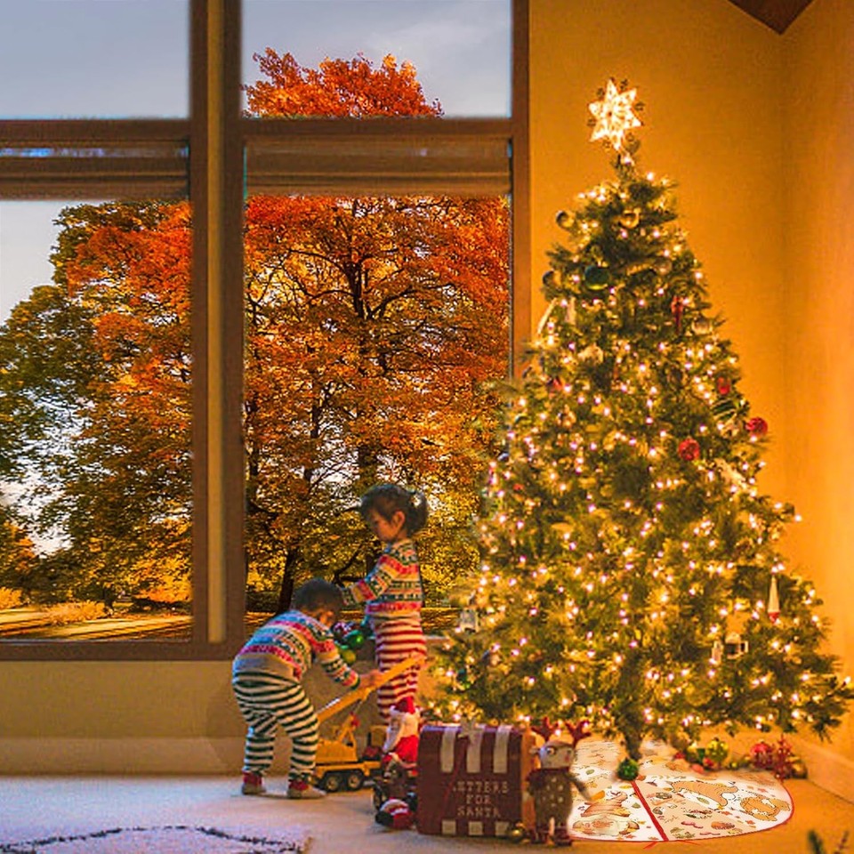 Fall Halloween Tree Skirt 36 Inch Reversible Thanksgiving Day Double ...