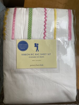 NEW Pottery Barn Kids Ribbon Ric Rac Sheets 2 Twin Sets | eBay