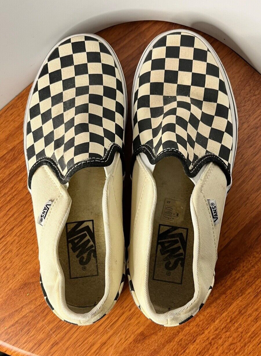 Vans Classic Slip-On Checkerboard Shoes Black/ White … - Gem