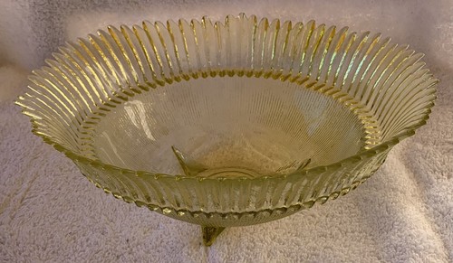 Yellow Vaseline Handkerchief Bowl Jagged Rim Footed Large 12” Dish ...