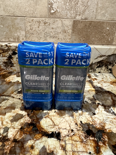 LOT (4) GILLETTE CLEAR SHIELD DEODRANT- POWER RUSH SCENT- 72 HOUR EXP 5 ...