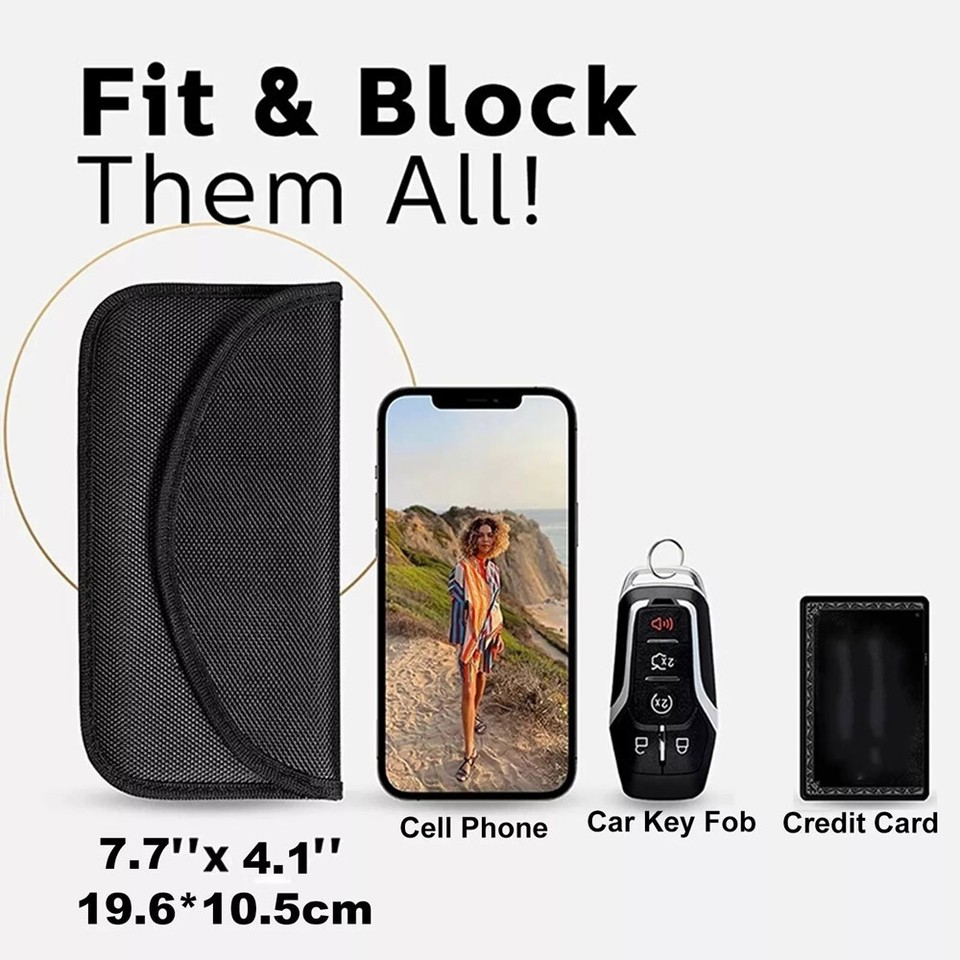 4 Pack Faraday Bag Cell Phone Wallet Blocker Radiation Signal Shielding ...