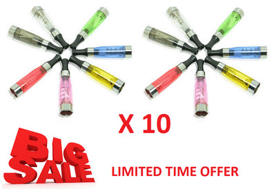 10 X COLOURED=ATOMIZER E_SHISHA=CLEAROMIZER= VAPE= ATOMISER ...