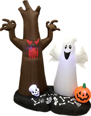 7ft Gemmy Airblown Inflatable Prototype Halloween Ghost & Tree #225273 ...