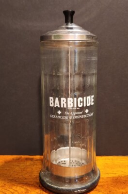 Vintage King Research Inc Barbicide Disinfectant Glass Jar Container ...