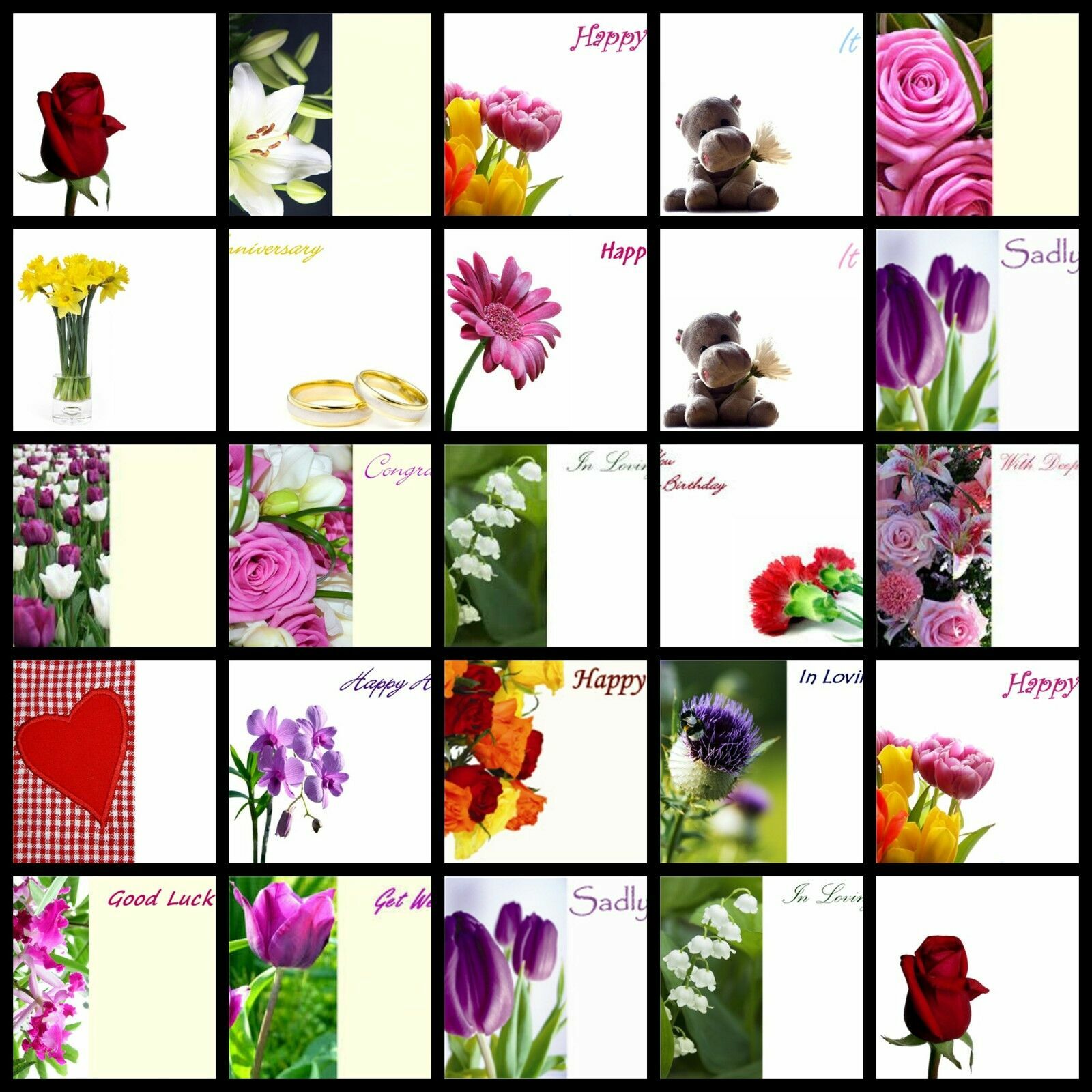 Packs of 50 Florist Message Cards 81 variations save up to 15% with ...