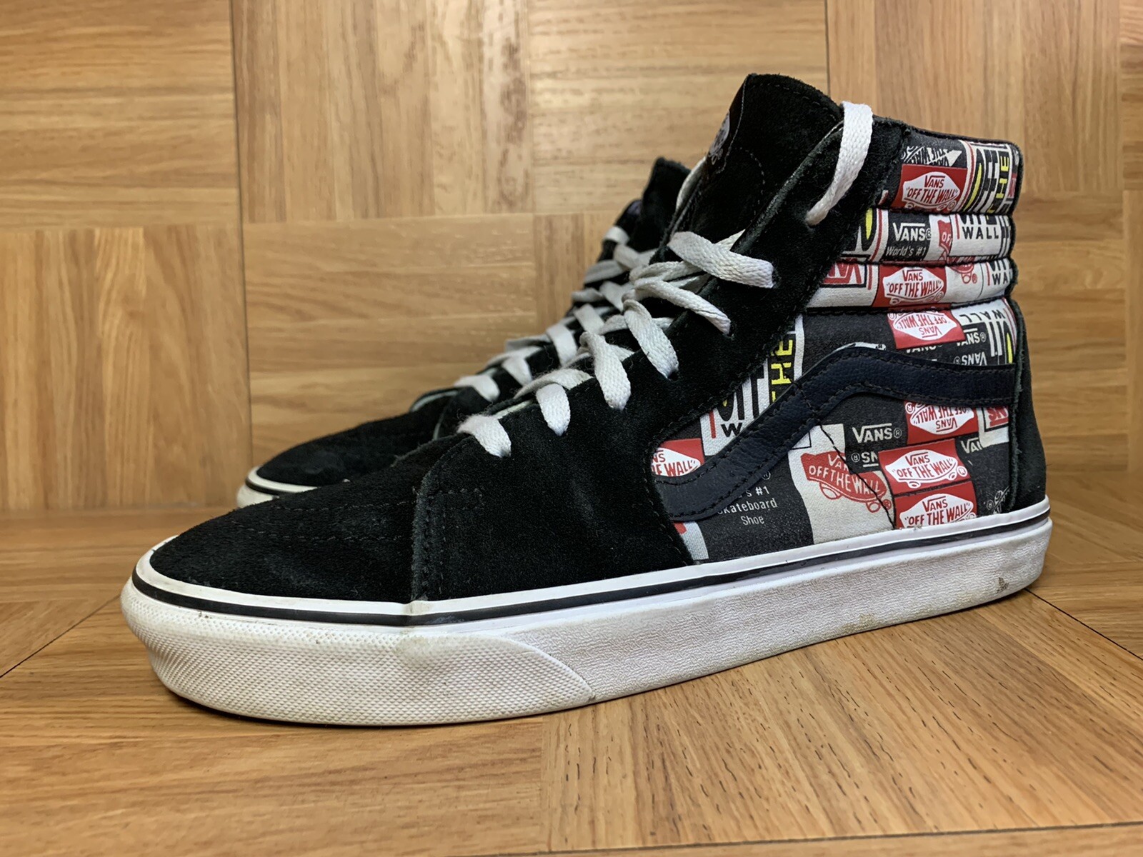 RARE🔥 VANS Sk8-Hi BOX LOGO Shoes Black Red White Sz … - Gem