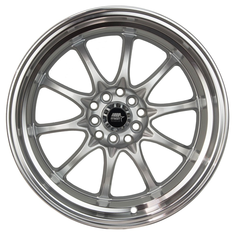 17x9 +20 MST MT11 5x100,5x114.3 Silver w/Machined Lip Wheels (Set of 4 ...