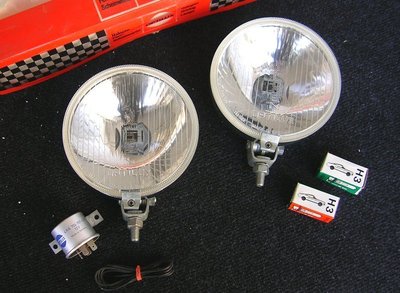 VINTAGE FOG LIGHTS LAMP SET CHROME CLASSIC RALLY RACE CAR ACCESSORY ...
