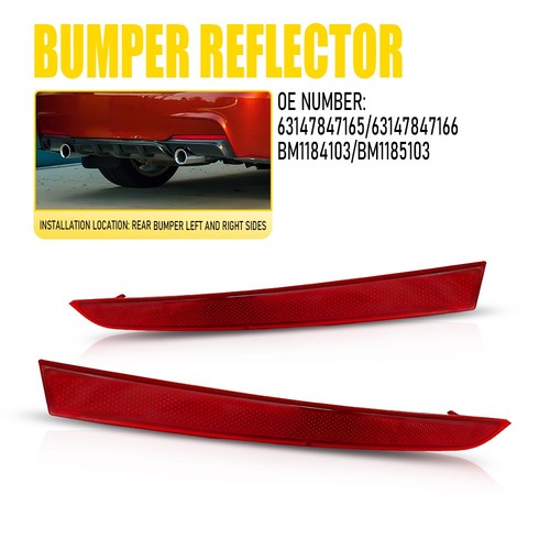 2PCS Rear Reflector Bumper Fit 12-17 Case 3-Series BMW F30 M Sport F31 ...