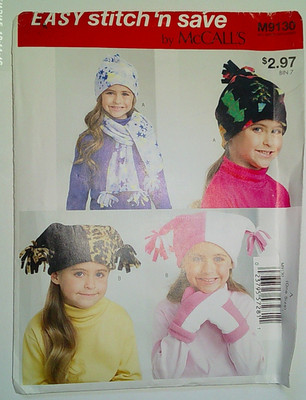 McCall's 9130 Sewing Pattern Fleece Accessories Hat/Scarf/Mittens Kids ...