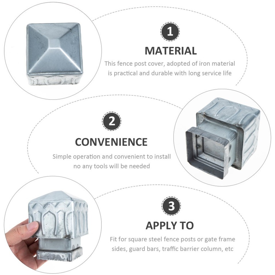 4pcs Outdoor Square Fence Post Caps Iron Column Fence Post Cover ...