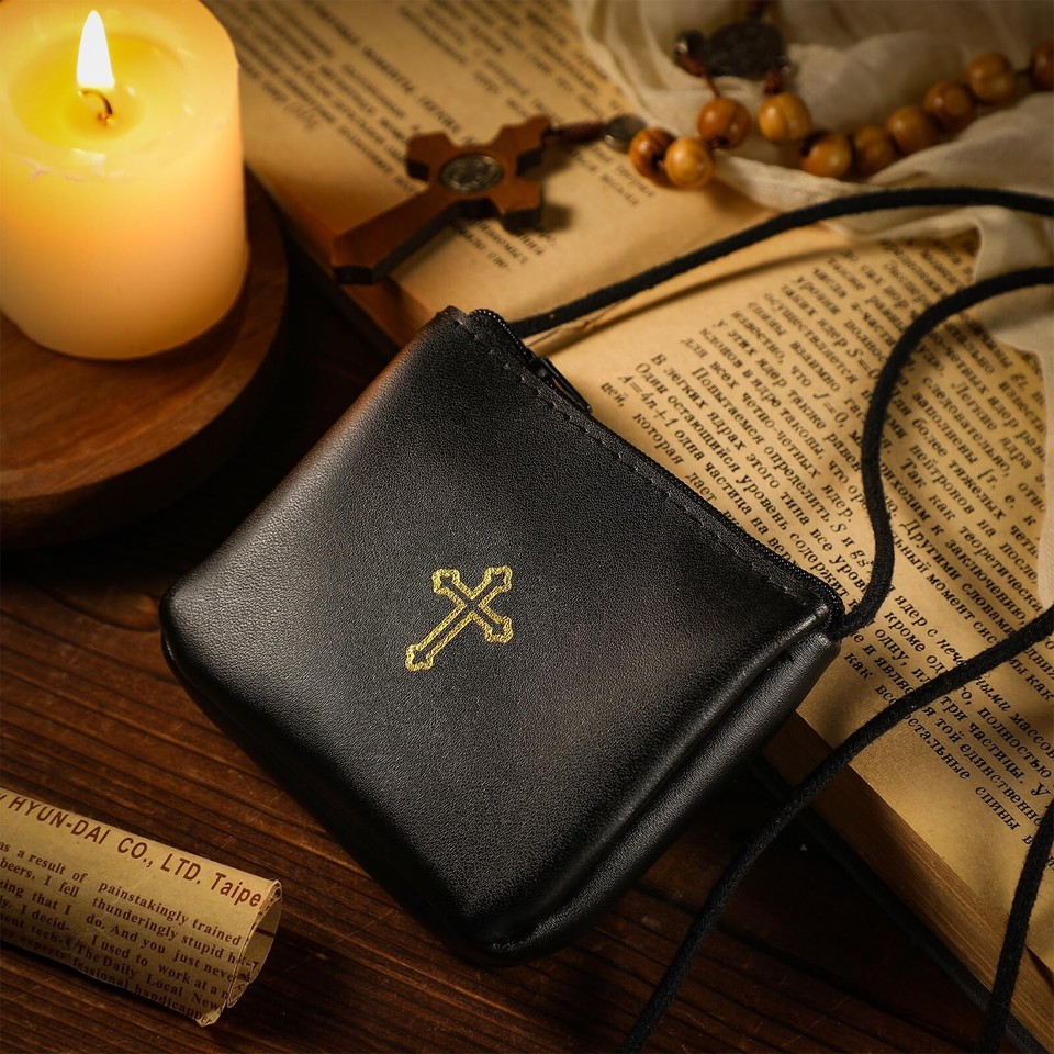 Leather Communion Burse for Pyx, Black Catholic Pyx Case with Strap for ...