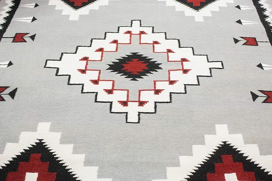 Southwestern Navajo Kilim Wool Rug Handwoven Native American Aztec Wool ...