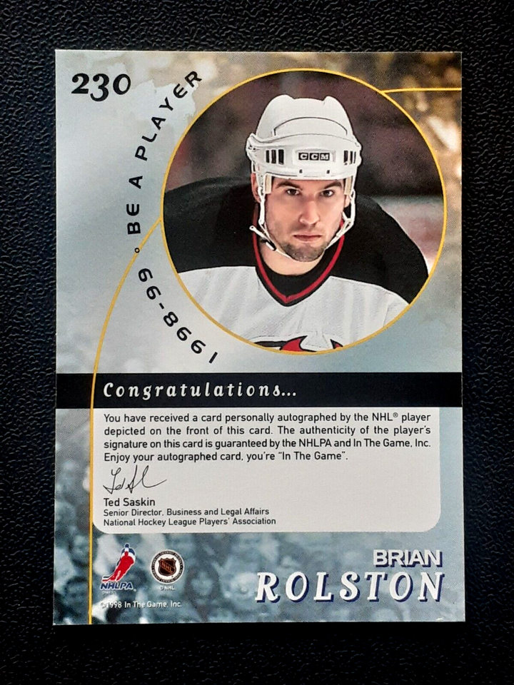 BRIAN ROLSTON AUTO 1998-99 BE A PLAYER AUTOGRAPHS 98-99 NO 230 51873 | eBay