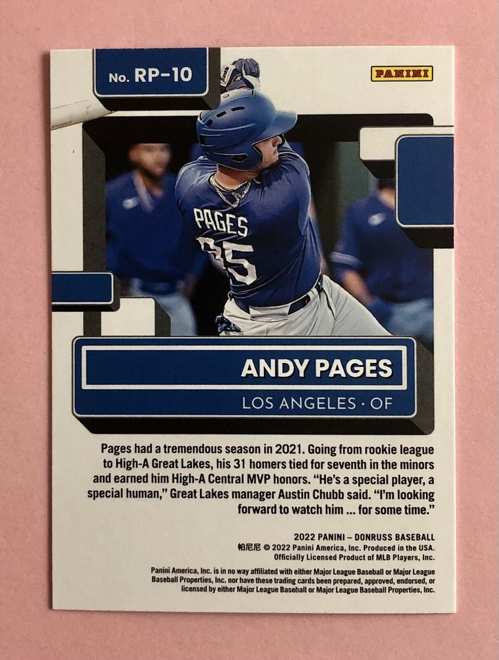 2022 Donruss #RP-10 Andy Pages Rated Prospects Rapture | eBay