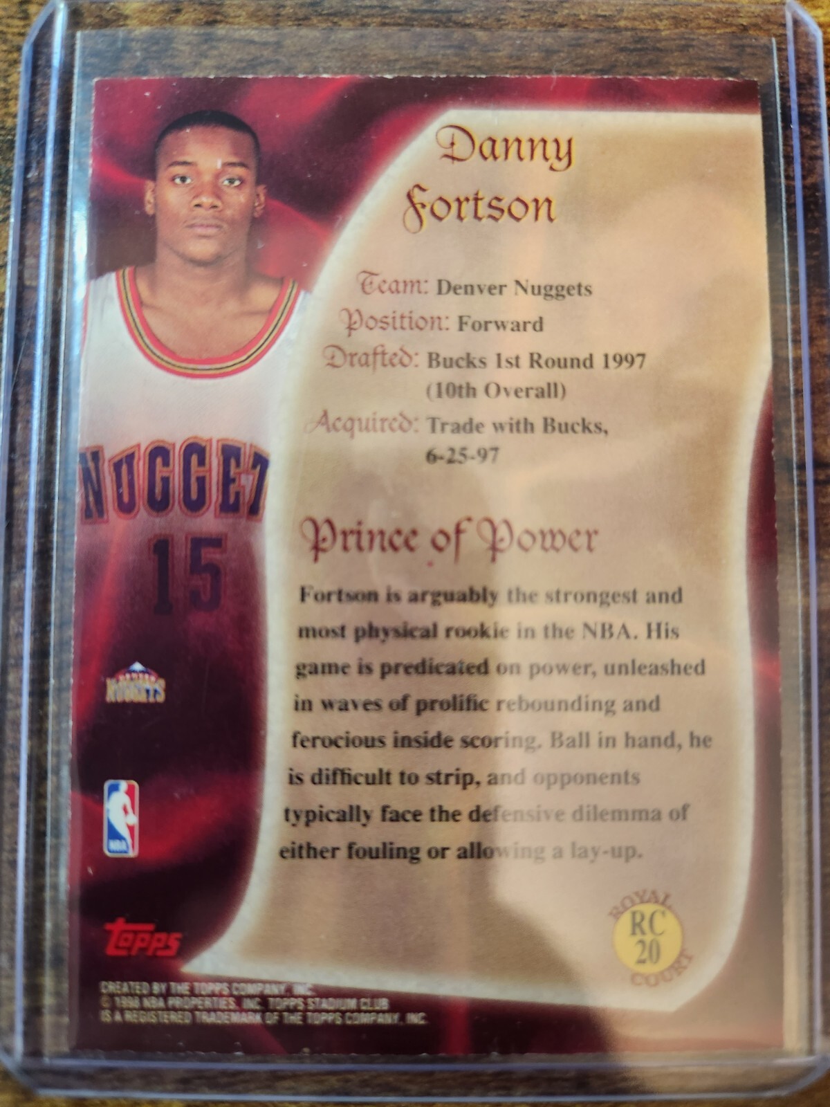1998-99 Topps Stadium Club Danny Fortson Royal Court #RC 20 Denver ...