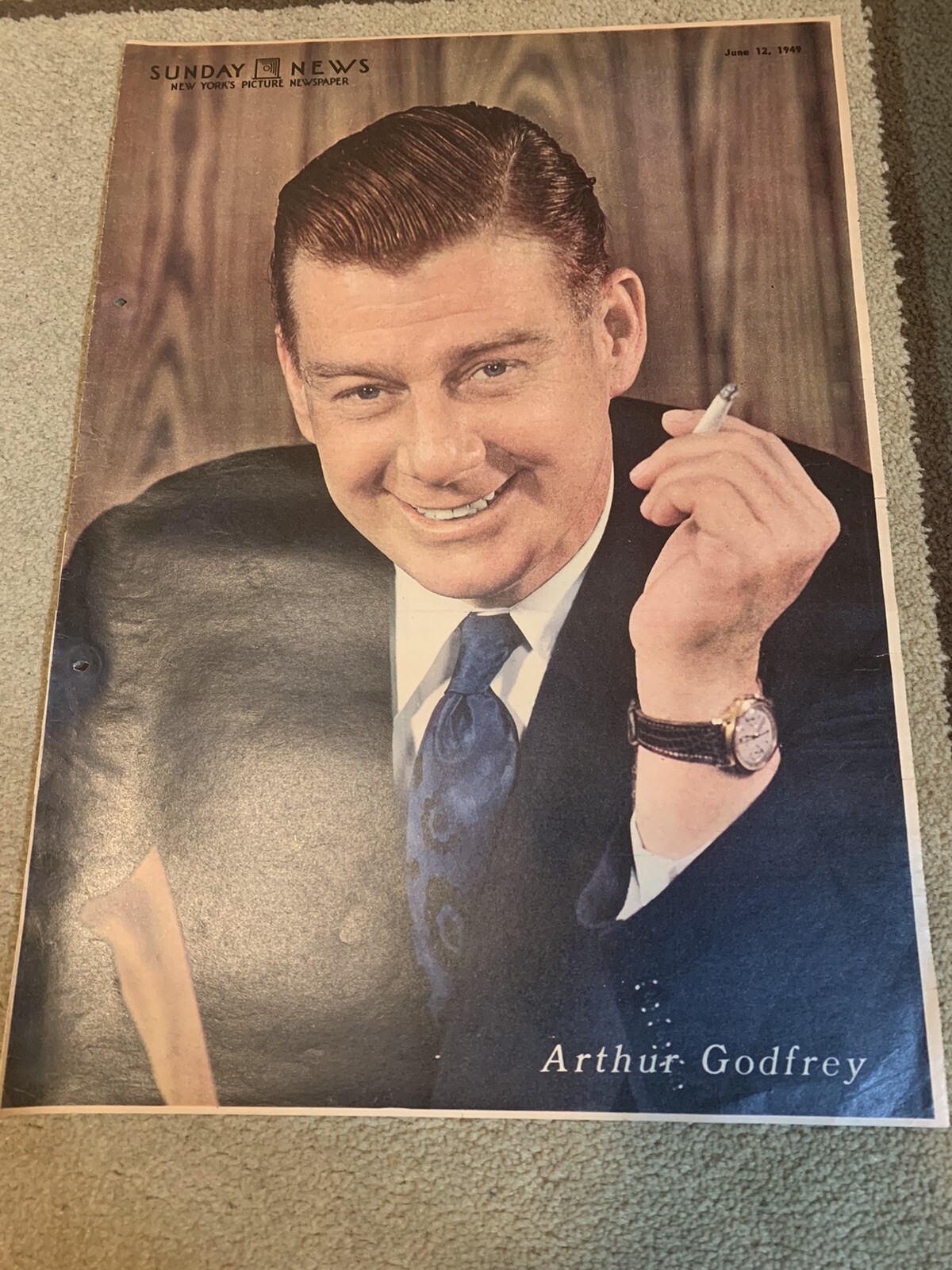 ARTHUR GODFREY original color portrait SUNDAY NEWS 6/12/49 OLD ...