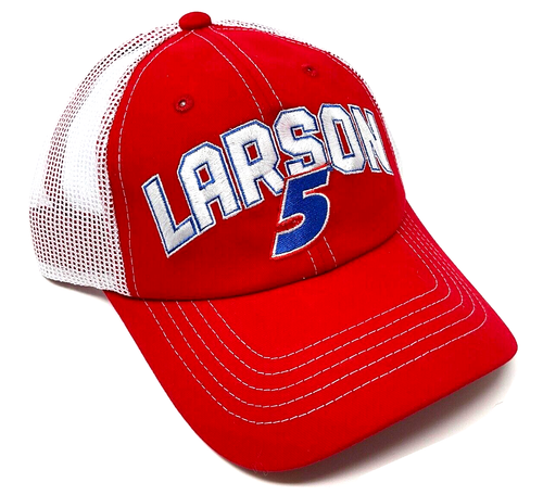 NASCAR RACING #5 KYLE LARSON RED WHITE CURVED BILL MESH TRUCKER ...