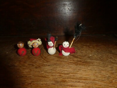 LoT 4 Vintage Danish Nisse Denmark Holboll wooden Handcrafted Figure ...