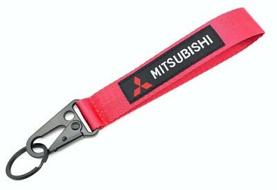 JDM MITSUBISHI RED Racing Keychain Metal key Ring Hook Strap Lanyard ...