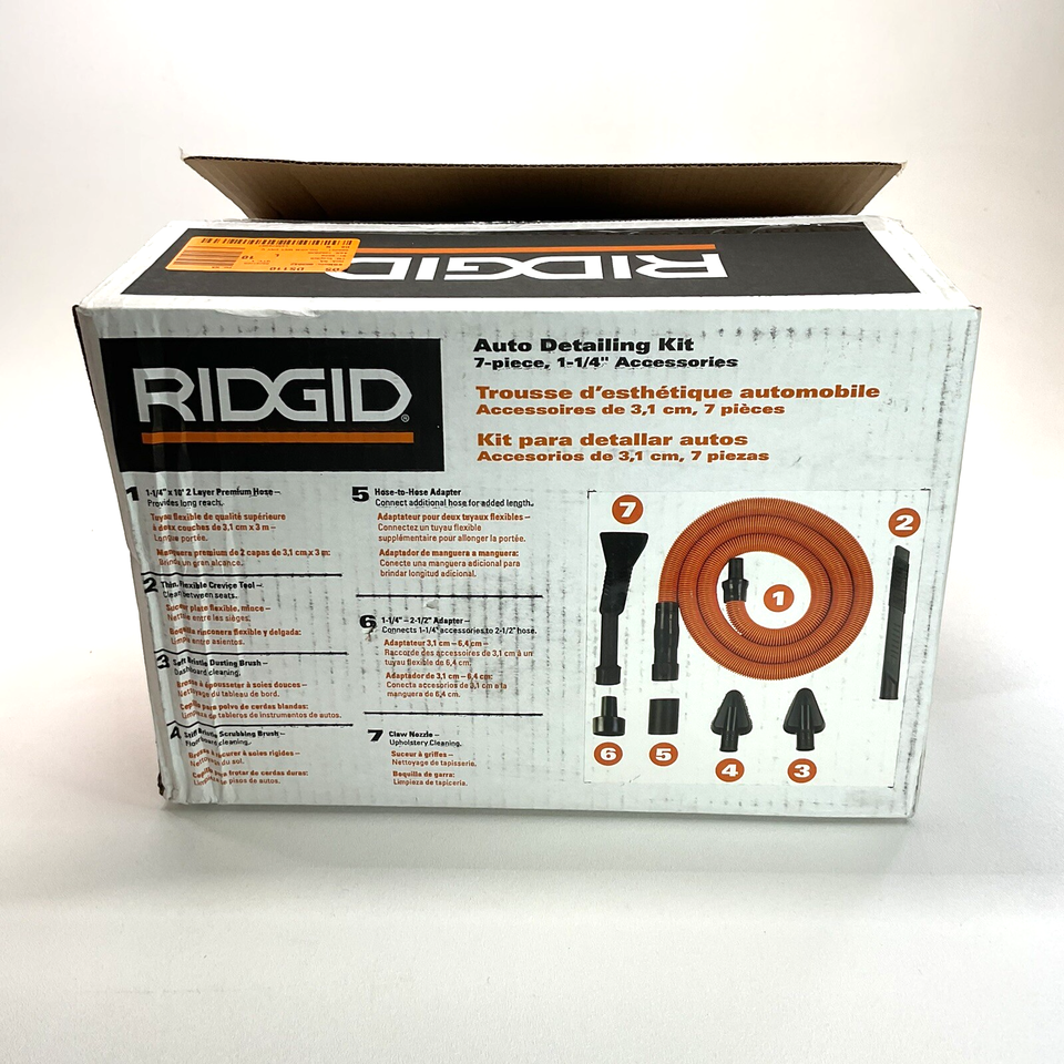 RIDGID VT2534 7-Piece Auto Detailing Vacuum Hose Accessory Kit 1-1/4 ...