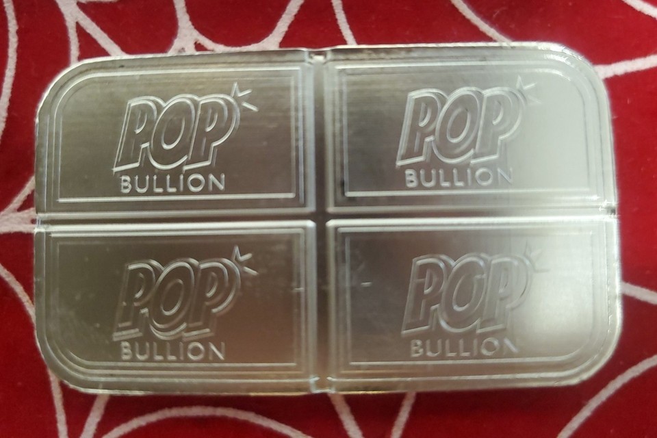 Pop Bullion 1 Troy oz Silver Bar .999 Fine Silver Fractional Bars 1/4 ...