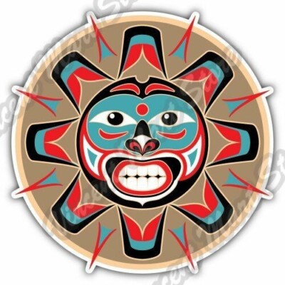 Sun American Indian Aztec Haida Art Car Bumper Window Vinyl Sticker ...