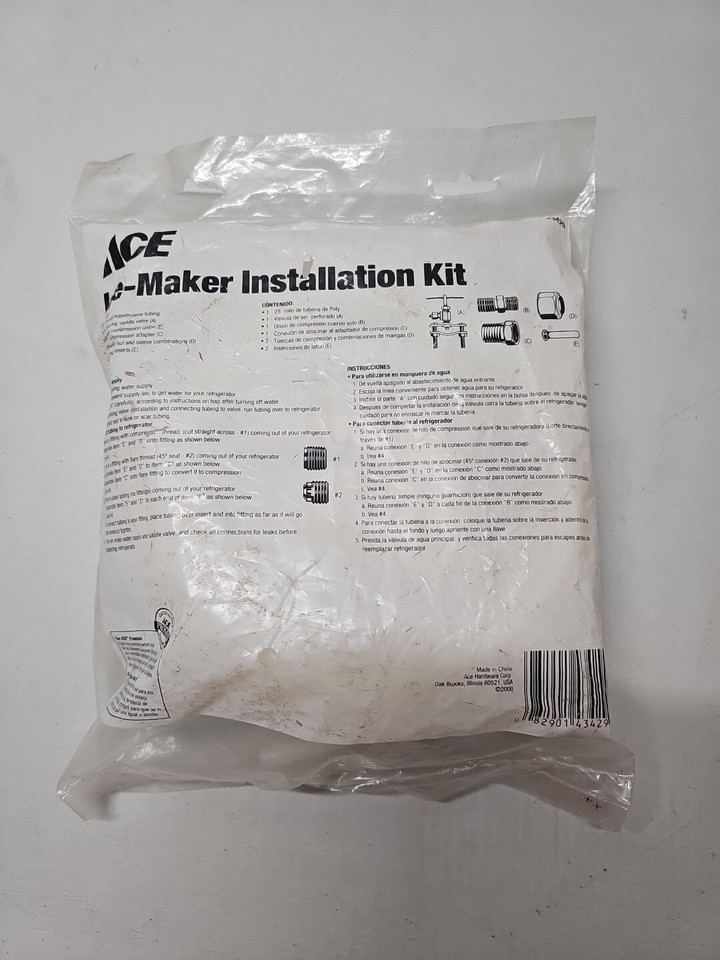 Ace Ice Maker Installation Kit 25 Feet Copper OD 1/4 inch Self Clamping ...