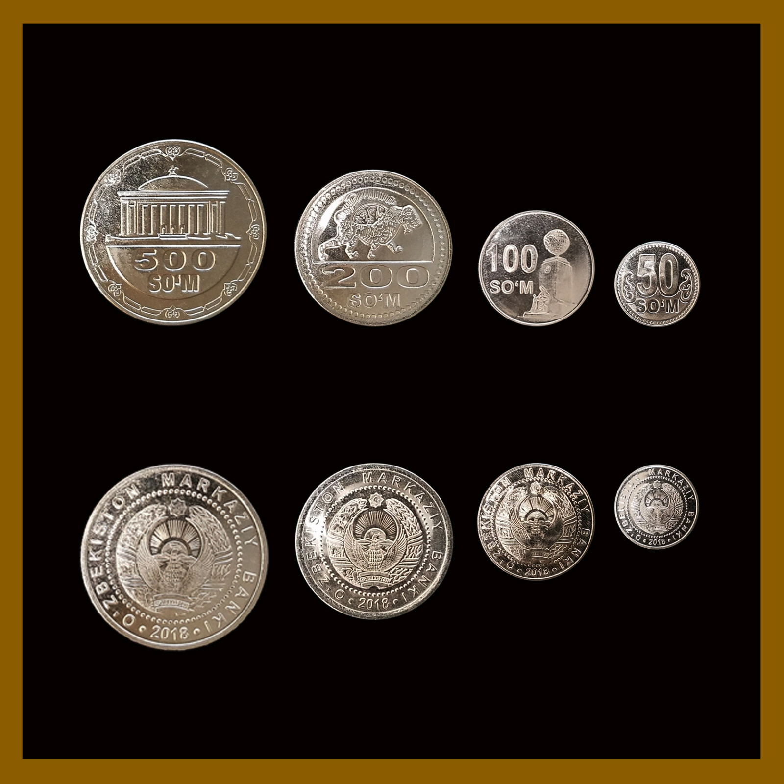 Uzbekistan 50 100 200 500 Som (4 Pcs Coin Full Set), 2018 New Unc | eBay