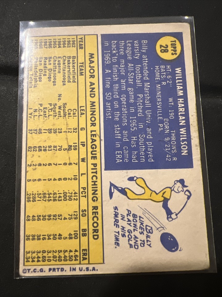 1970 Topps Baseball Card #28 Billy Wilson - Low To Mid Grade - G/VG! | eBay