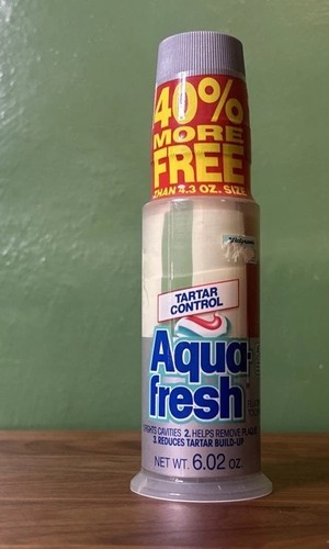 Vtg Aquafresh Unopened Toothpaste Tube Pump Tarter Control 6 Oz Striped ...